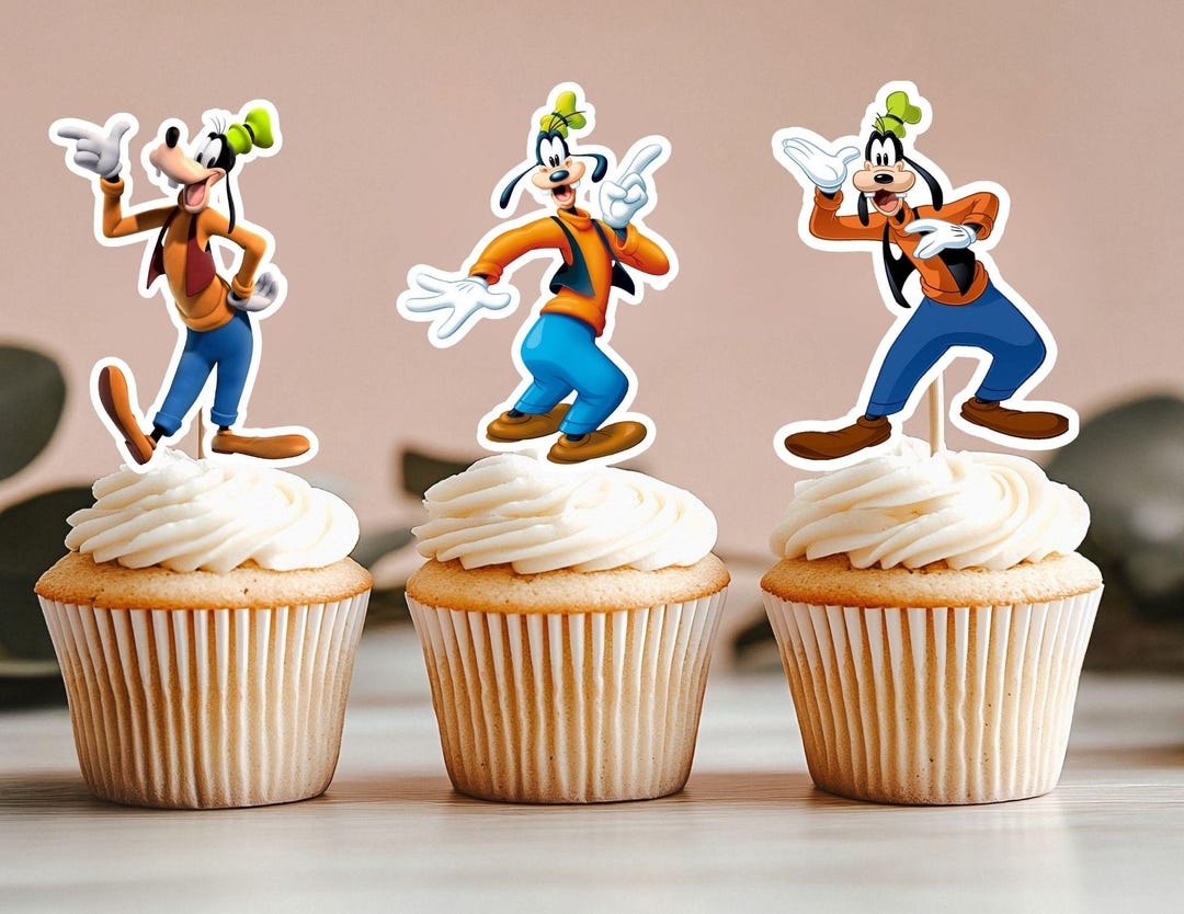 Goofy Cupcake Toppers, Dog Cupcake Toppers, Goofy Party Theme ...