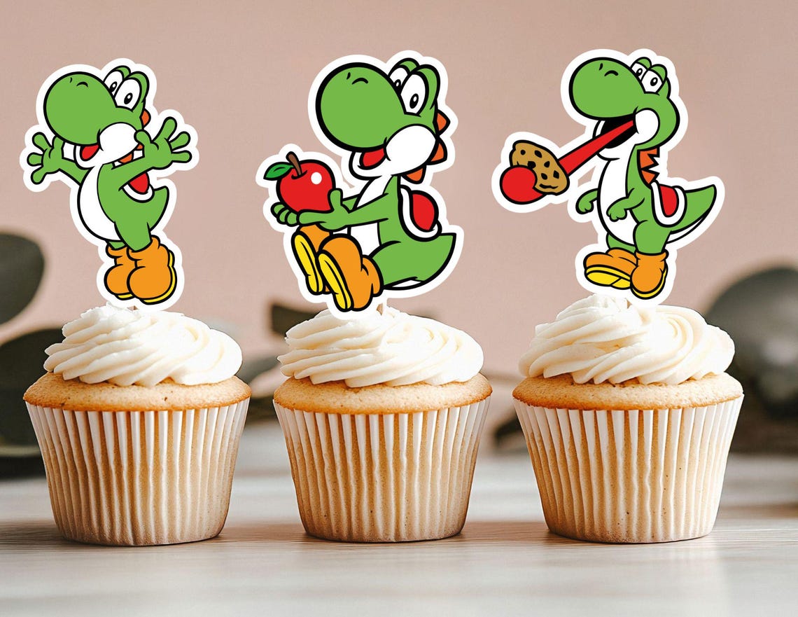 Yoshi Cupcake Toppers, Yoshi Inspired Party Theme - Etsy