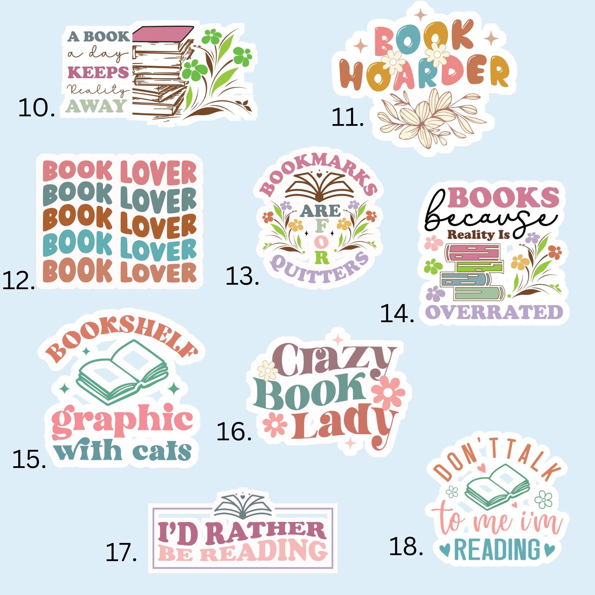 Book Lover Sticker Bundle | Cute Literary Stickers, Notebook Decor ...