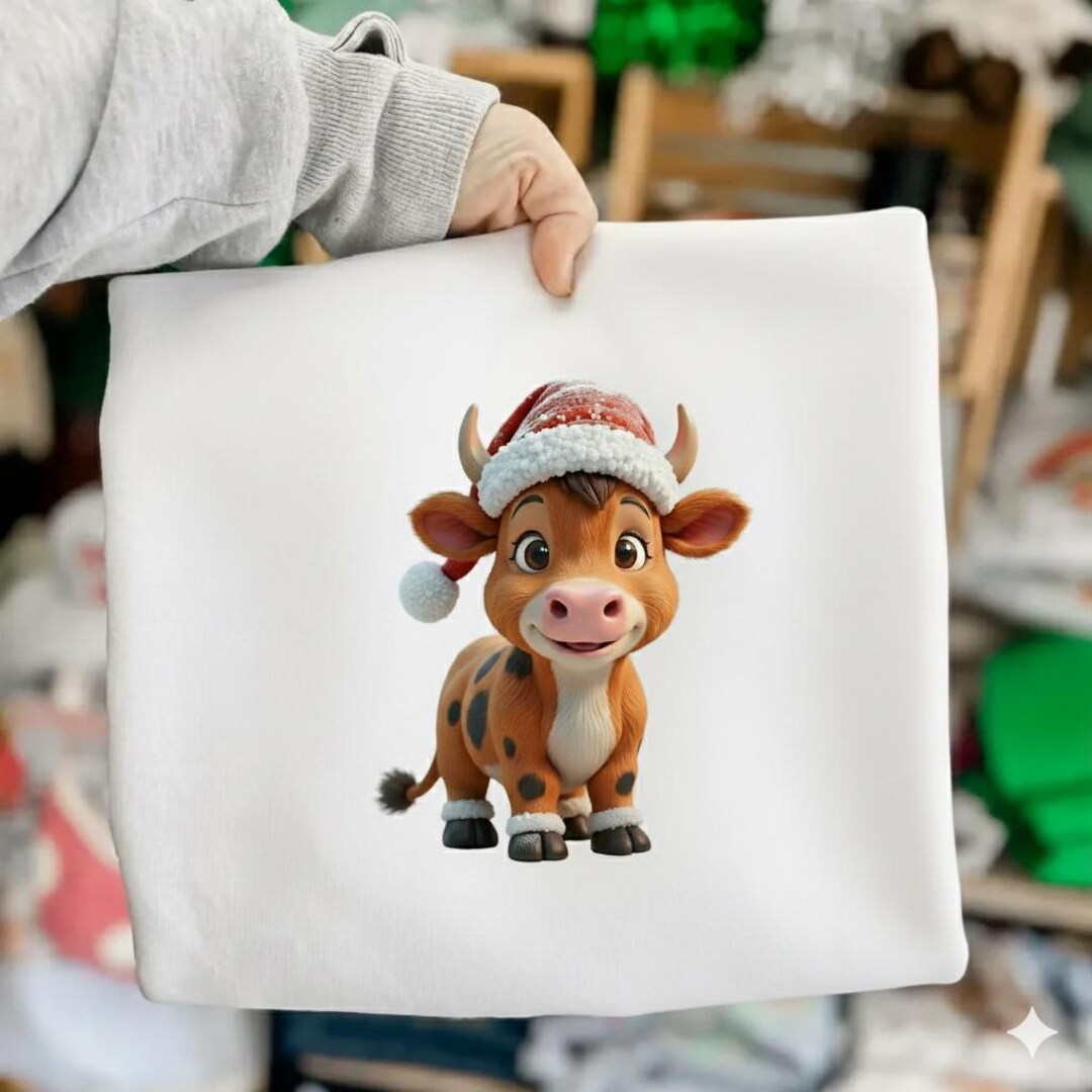 Christmas Calf PNG SVG – Santa Hat Farm Calf Clipart for Sublimation ...