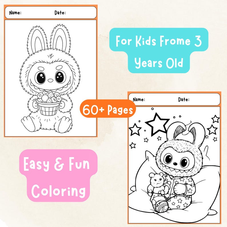 Labubu Lafufu Coloring Pages Bundle 64+ Cute Pages for Kids | PDF & PNG ...