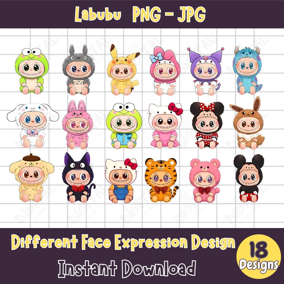 Labubu Monster Costume Clipart, 18 Kawaii Designs (digital Download) - Etsy