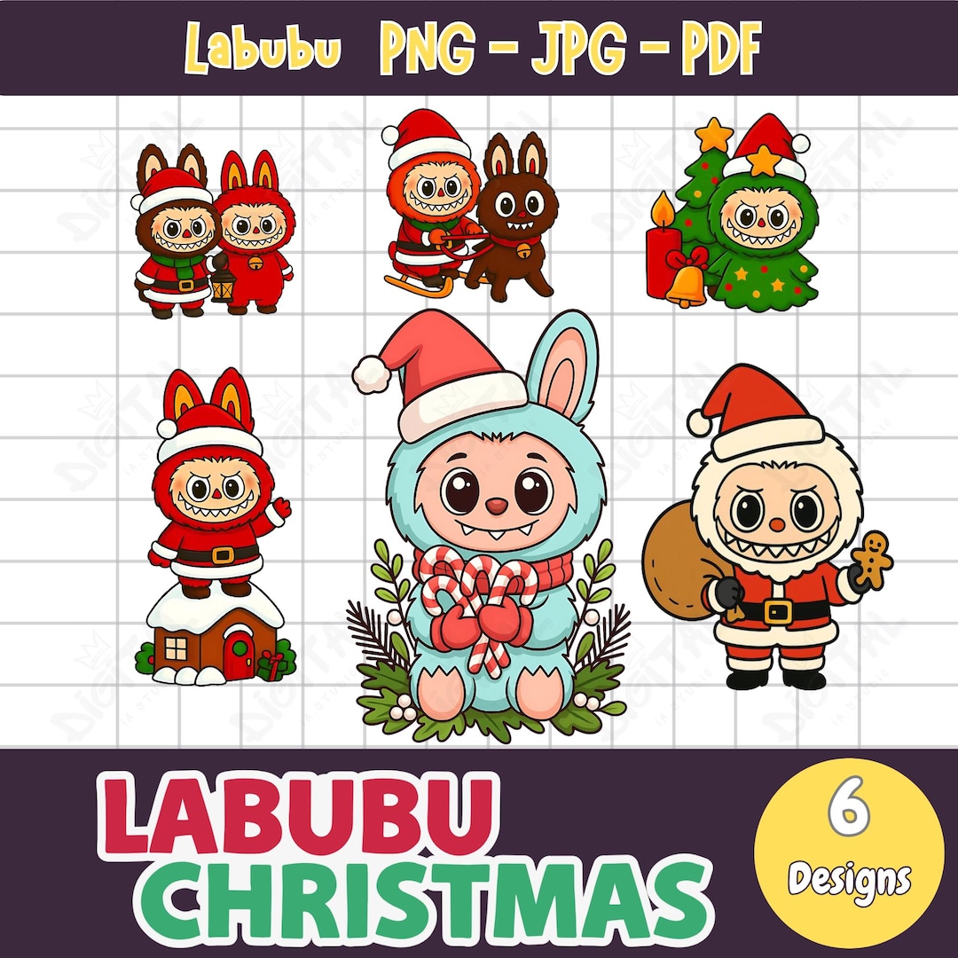 Labubu Christmas Clipart, PNG JPG, Holiday Graphics (digital Download ...