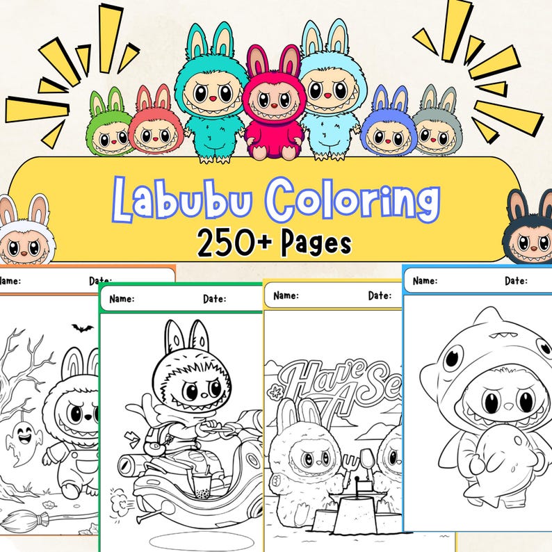 Labubu Coloring Pages for Kids | Cute Cartoon Printable Coloring Sheets ...