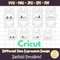 Labubu Monster Faces SVG, Kawaii Digital Files (10 Faces) - Etsy
