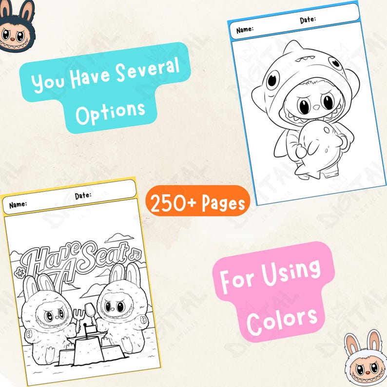 Labubu Coloring Pages | 250+ Cute Cartoon Designs (PDF) - Etsy