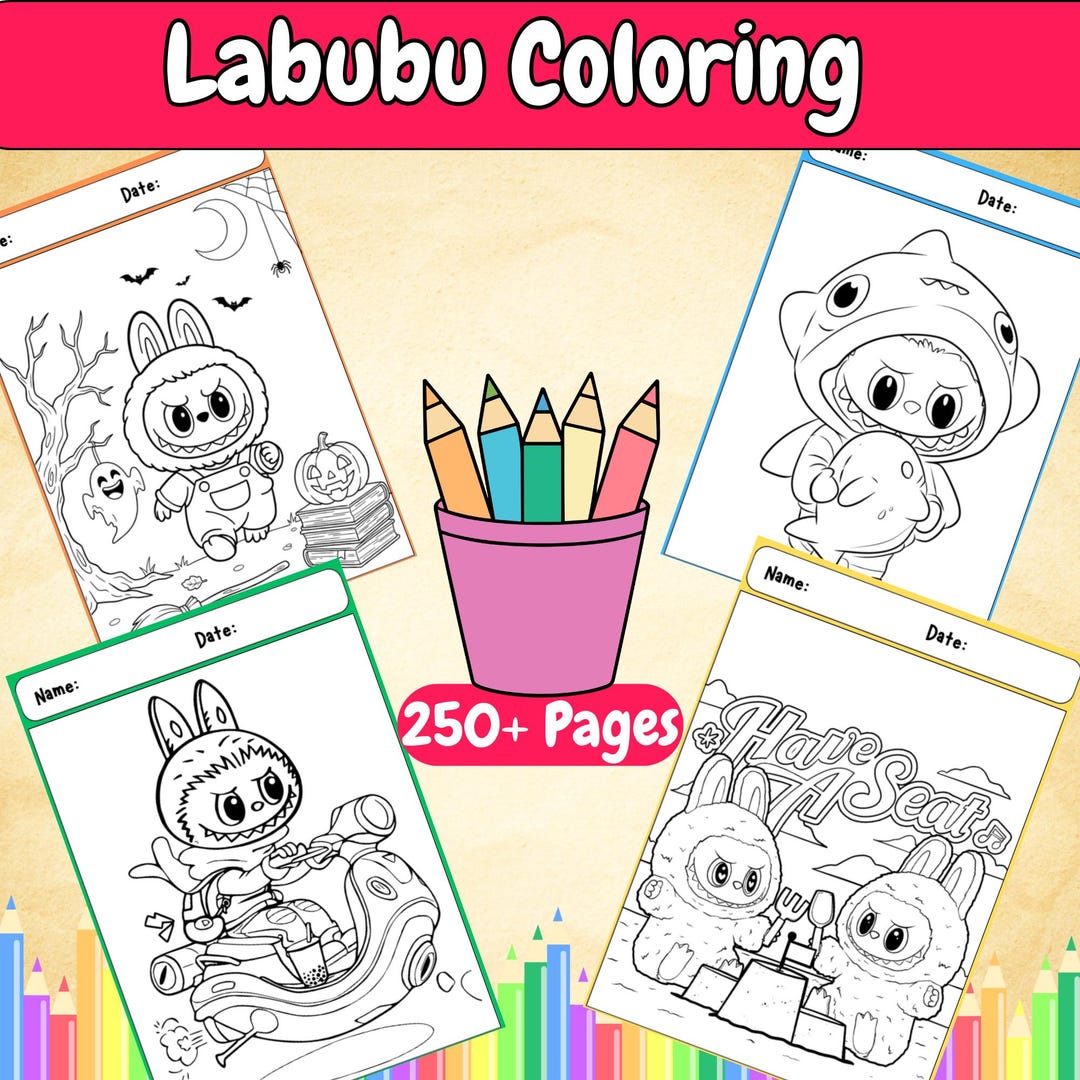 Labubu Coloring Pages | 250+ Cute Cartoon Designs (PDF) - Etsy