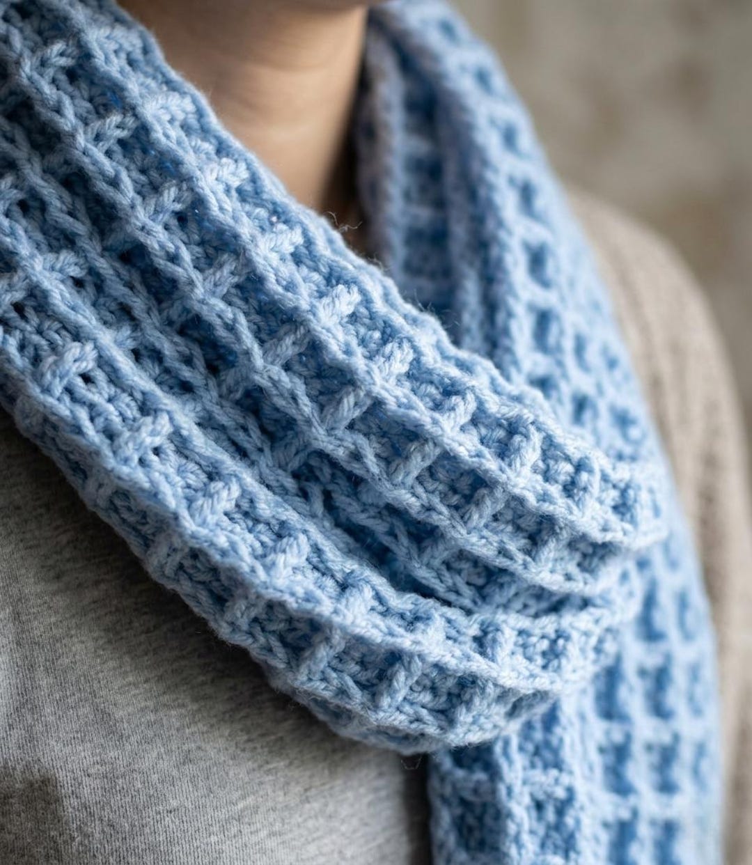 Waffle Stitch Scarf Crochet Pattern, Chunky Cozy Design (PDF Download ...