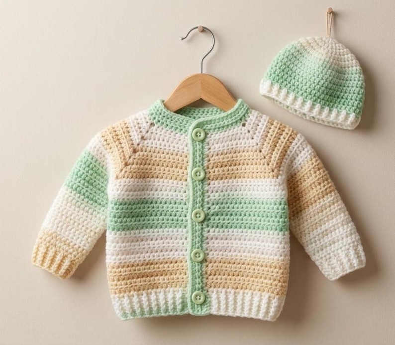 Newborn Baby Jacket Crochet Pattern, Top-down Cardigan, DK Weight Baby ...