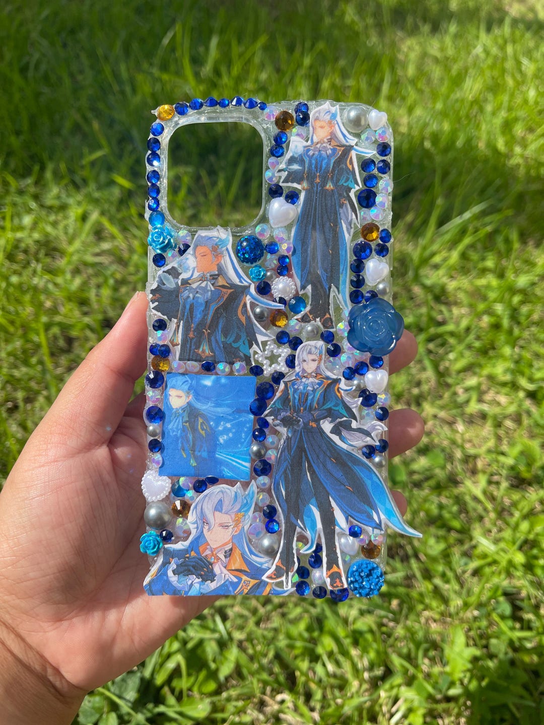 Blue Anime Roleplay Character Phone Case | Handmade (3D JUNK / BLING ...