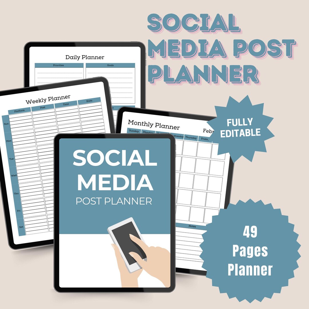 Social Media Post Planner | Social Media Content Calendar | Marketing ...