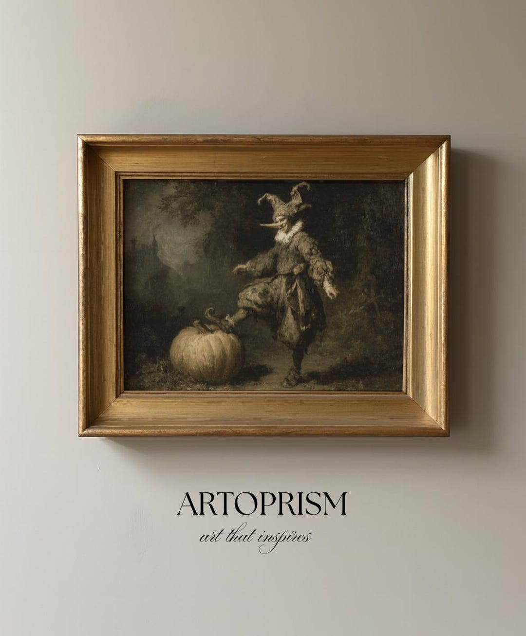 Creepy Jester Pumpkin Wall Art – Halloween Digital Download, Vintage ...