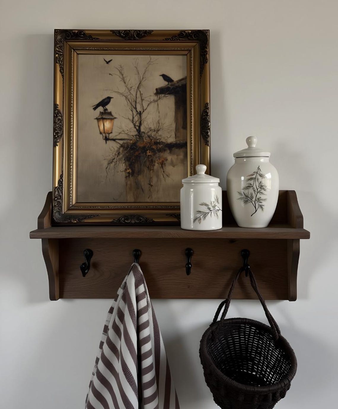 Crows on Lantern - Gothic Halloween Wall Art, Dark Crow Print, Haunted ...