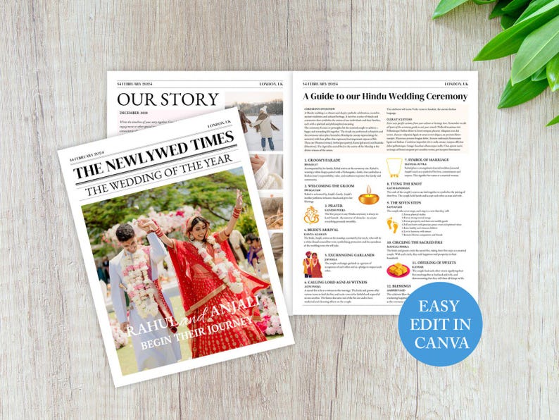 Indian Wedding Newspaper / Hindu Ceremony Program / Hindu Wedding ...