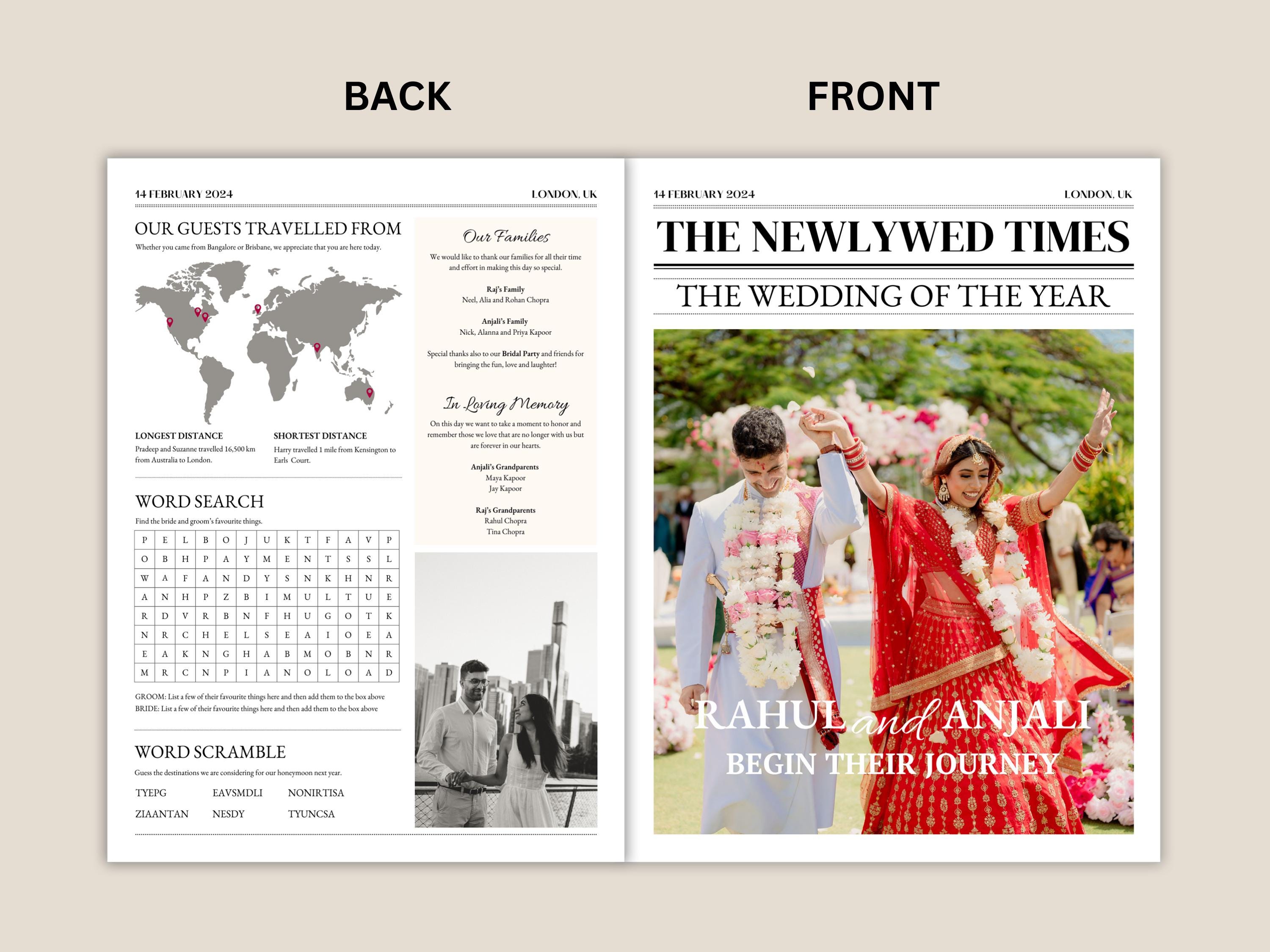 Indian Wedding Newspaper / Hindu Ceremony Program / Hindu Wedding ...