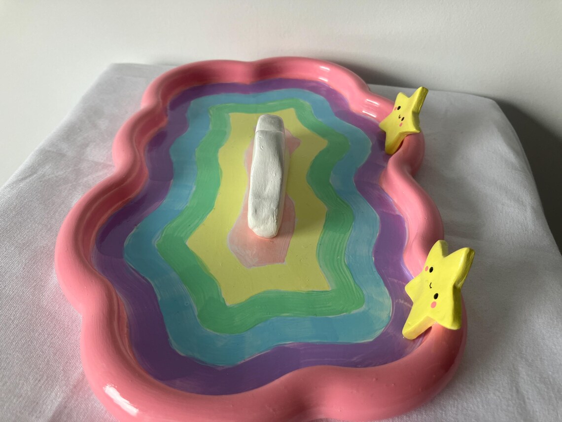 Decorated Rainbow Cloud Trinket Tray/dish - Etsy