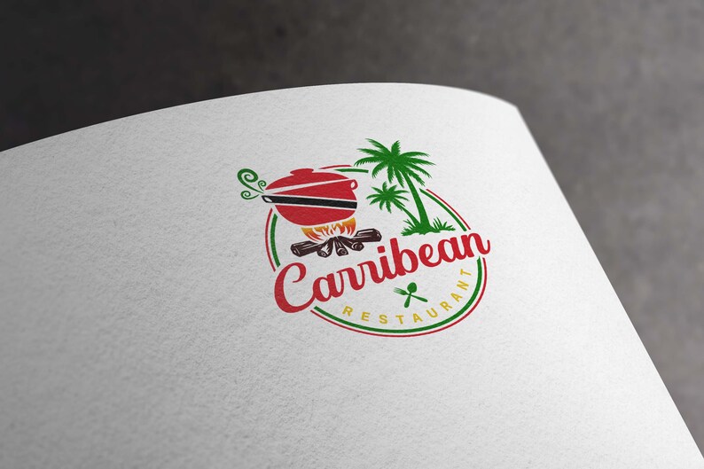 Custom Caribbean Restaurant Logo Design: Island Cuisine BBQ Grill ...