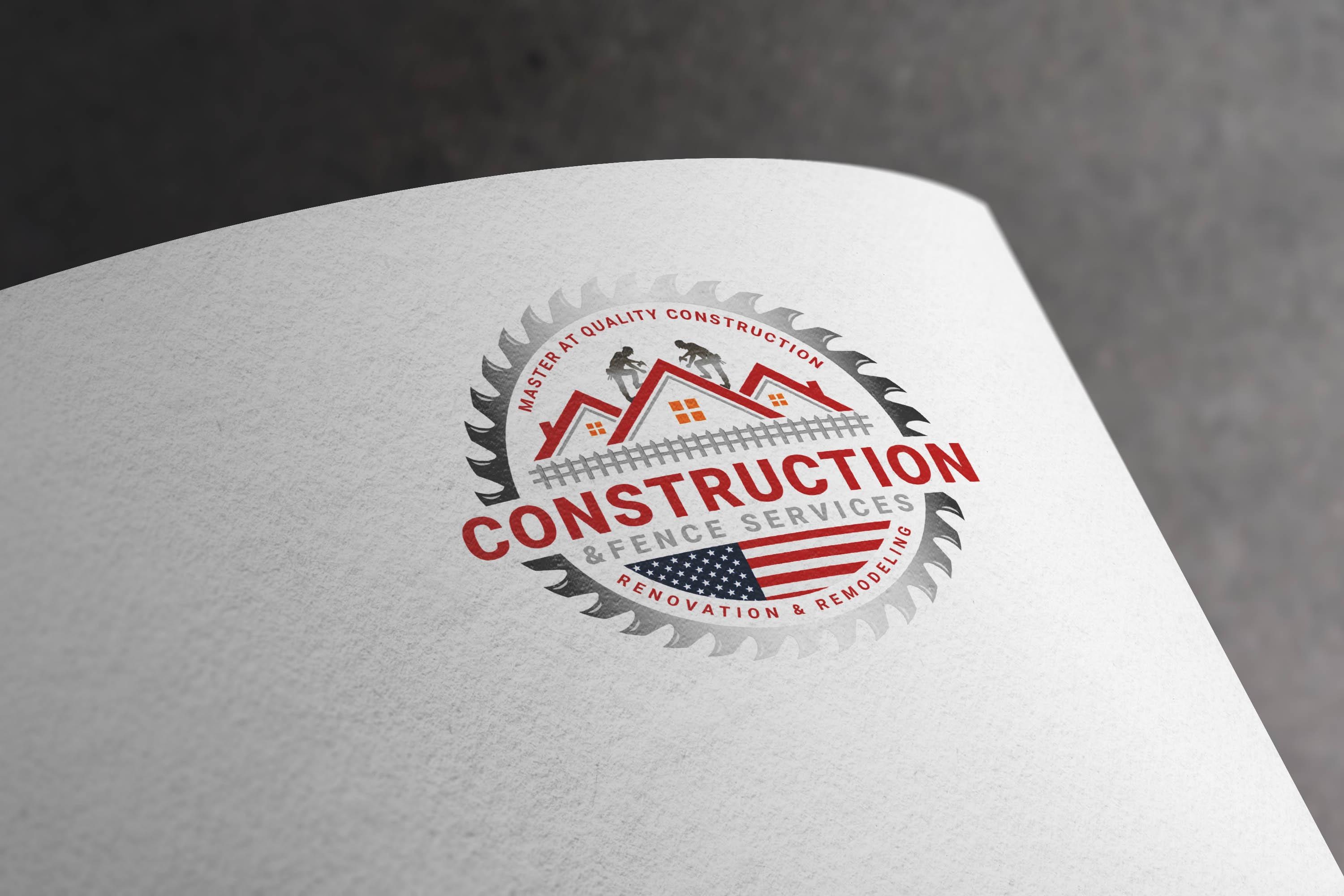 Custom Construction & Fence Logo Design: USA Contractor Services - Etsy