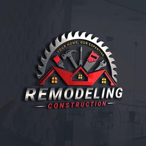 Home Remodeling Logo: Construction Handyman Tools Contractor Business ...