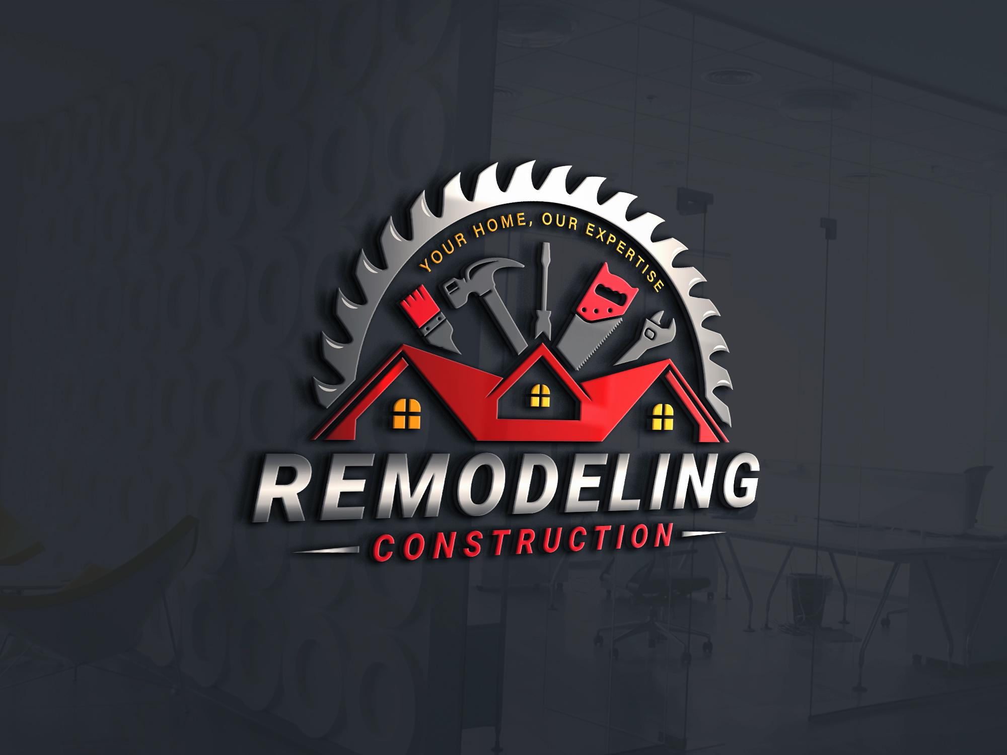 Home Remodeling Logo: Construction Handyman Tools Contractor Business ...