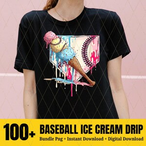 100+ Baseball Ice Cream Drip PNG SVG Bundle, Baseball Sport Team ...