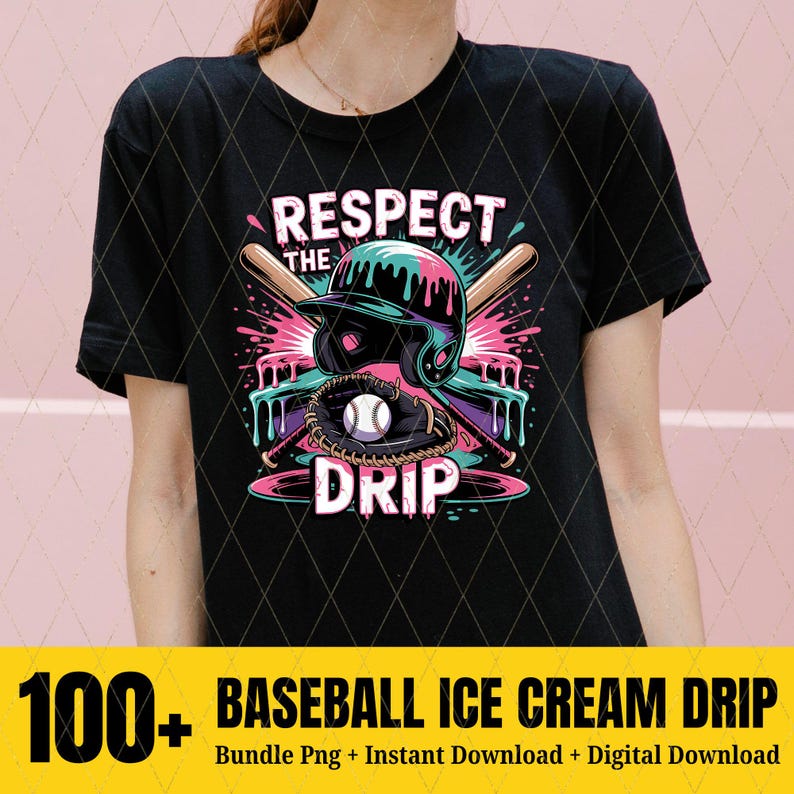 100+ Design Baseball Ice Cream Drip SVG PNG Bundle, Baseball Sport Team ...