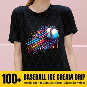 100+ Baseball Ice Cream Drip PNG SVG Bundle, Baseball Sport Team ...
