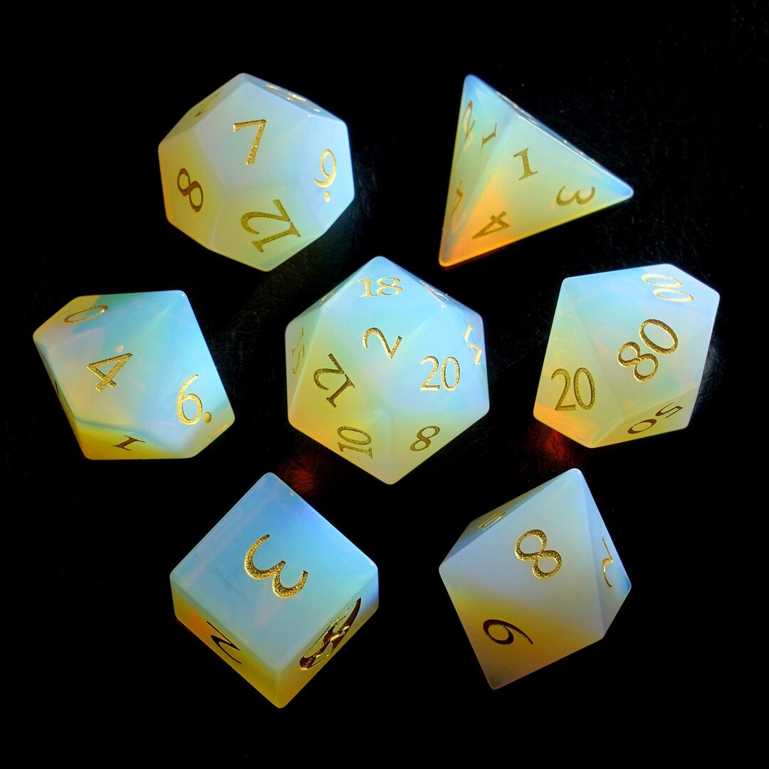 Dragonstone Logo D&D Opal Engraved Gemstone Dice Set Dharp Edge Dice ...