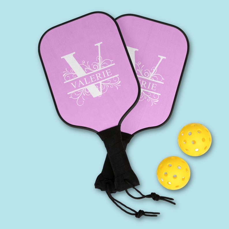 Personalized Pickleball Paddle: Floral Monogram and Name Single Paddle ...