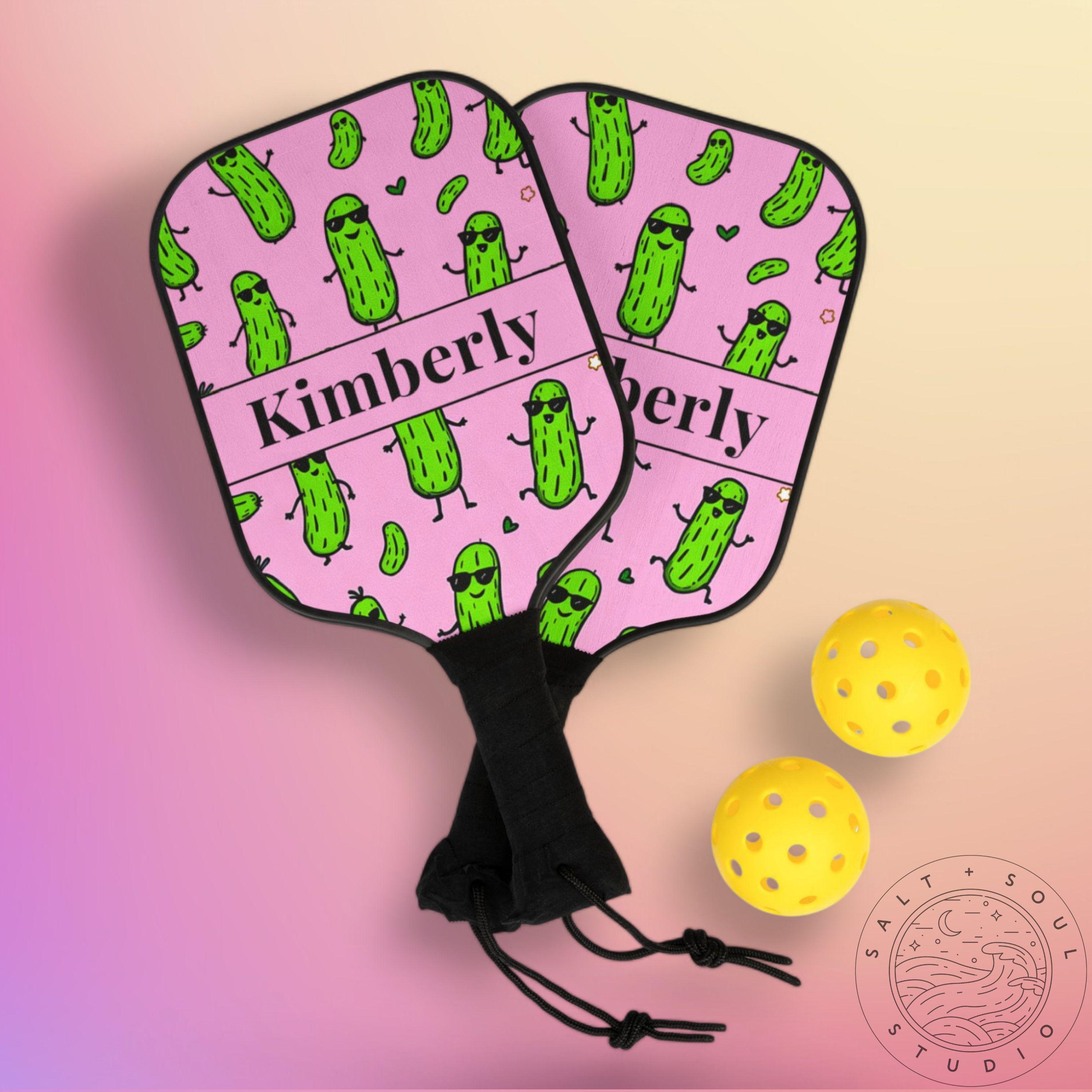 Personalized Pickleball Paddle: Funny Dancing Pickles Humorous Single ...