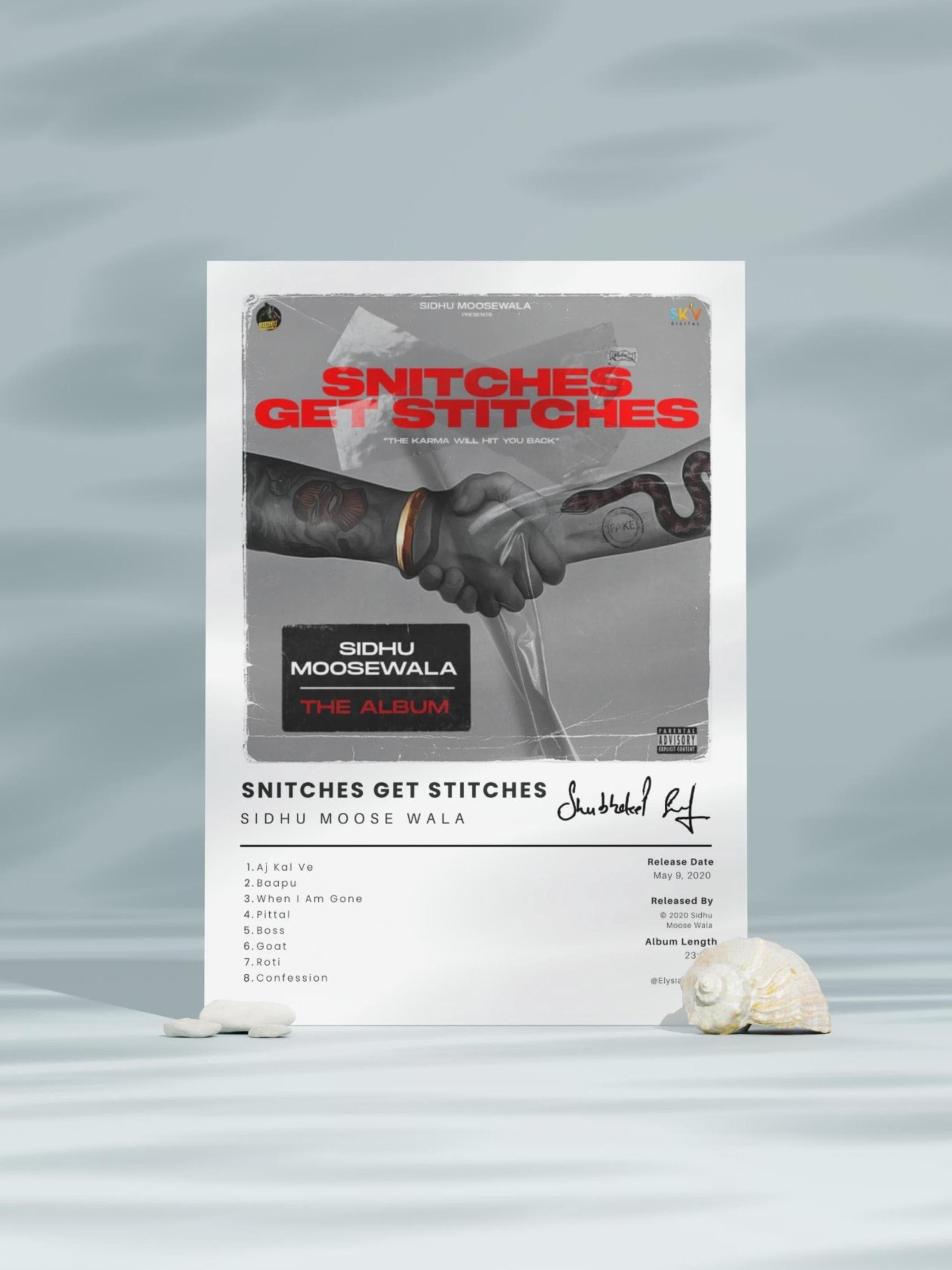 Sidhu Moose Wala - Snitches Get Stitches Poster: Punjabi Hip Hop Art ...