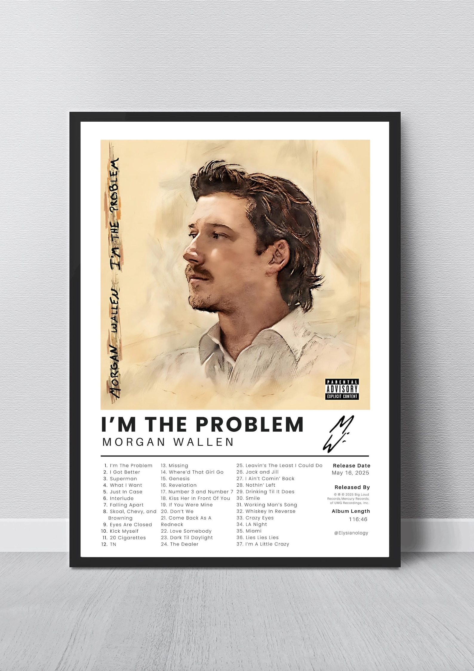 Morgan Wallen - I'm the Problem Album Poster | Country Music | Wall Art ...