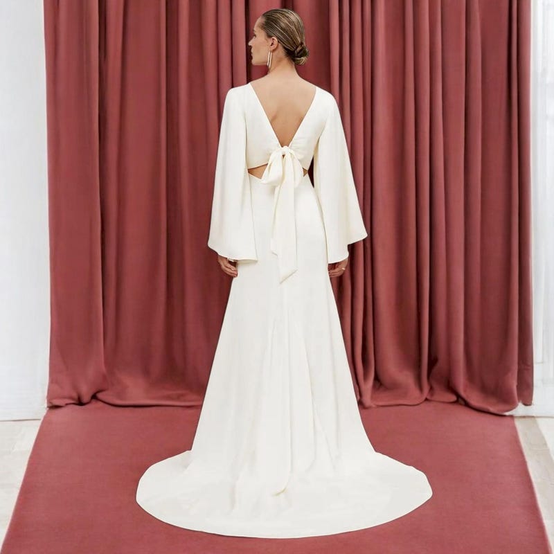 Bell Sleeve Wedding Dress - Etsy