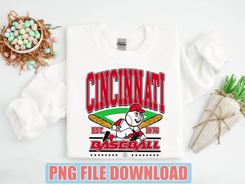 Retro Cincinnati Baseball Team PNG | Vintage Sports Design | Distressed ...