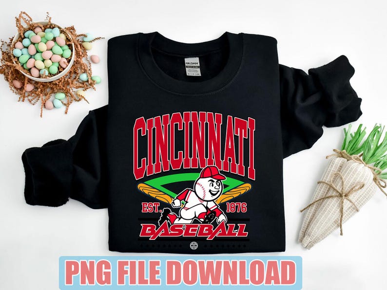 Retro Cincinnati Baseball Team PNG | Vintage Sports Design | Distressed ...