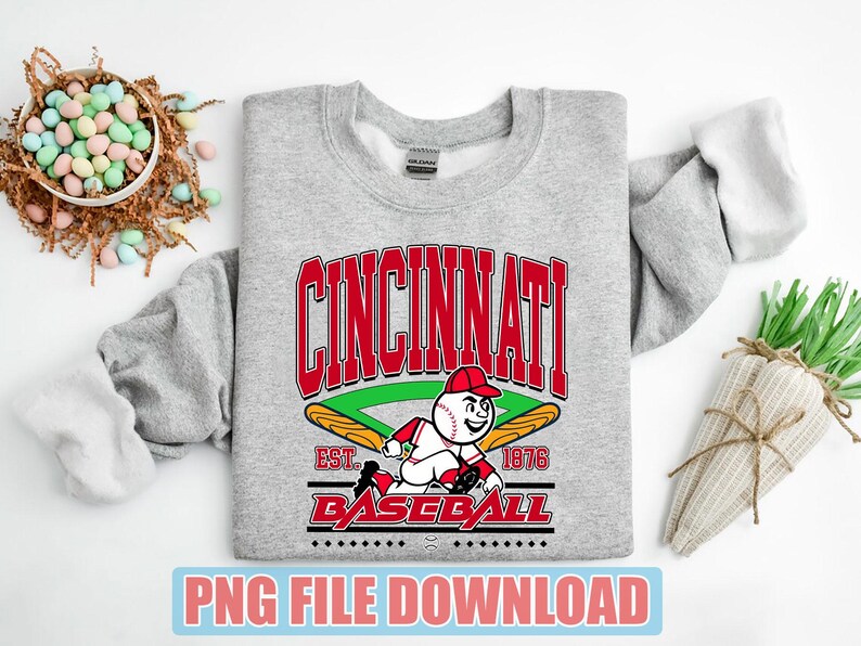 Retro Cincinnati Baseball Team PNG | Vintage Sports Design | Distressed ...