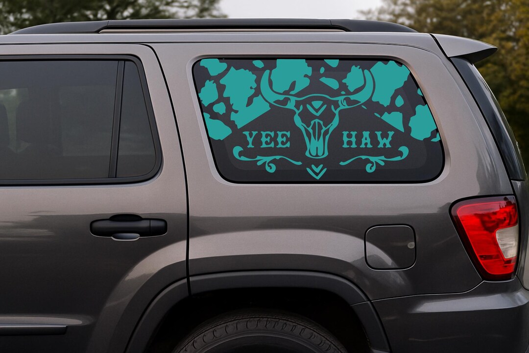 Yee Haw Cow Print Full Window Car Decal – Western Cow Skull Vinyl - Etsy