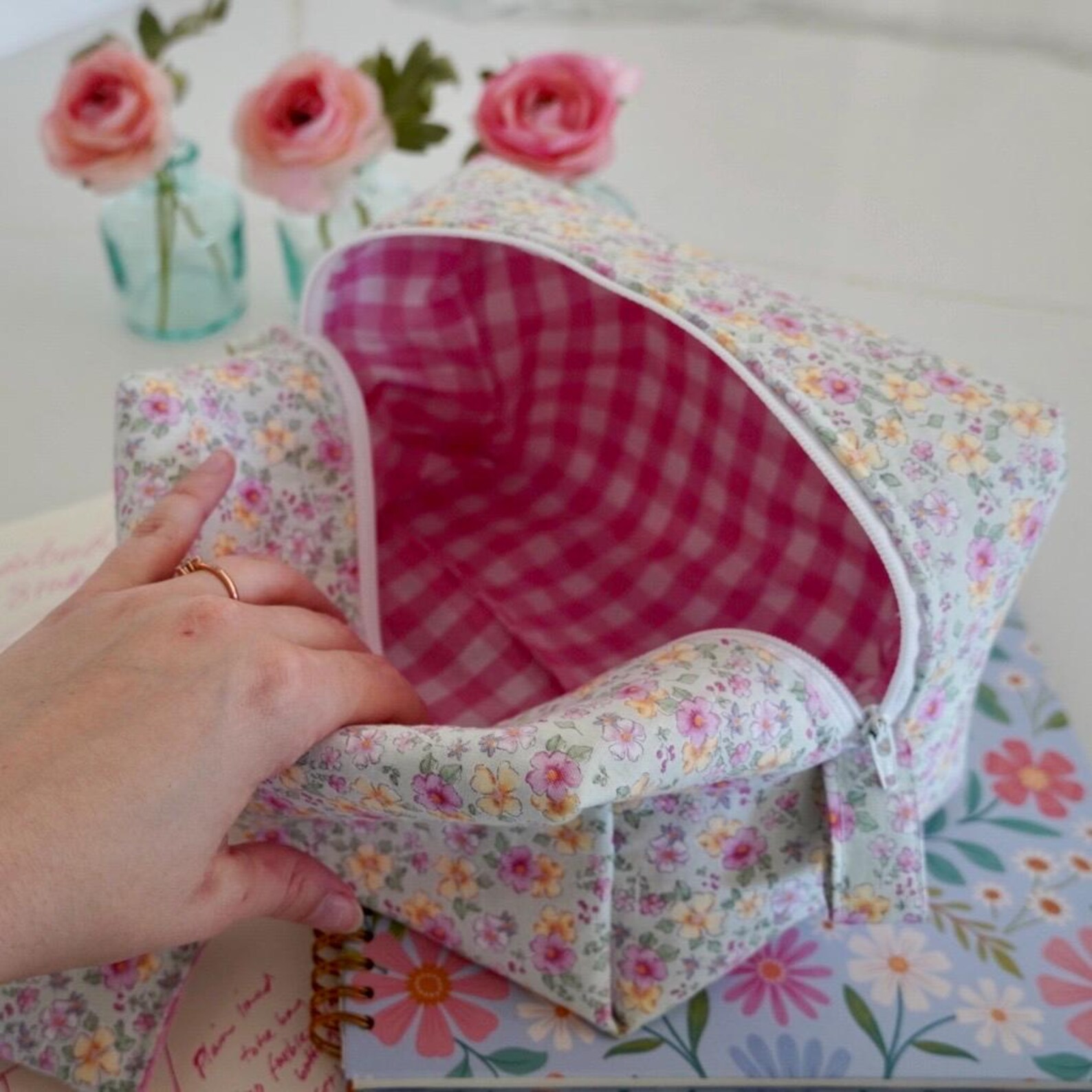 Large Boxy Makeup Bag, Handmade Makeup Bag, Cosmetic Bag, Handmade ...