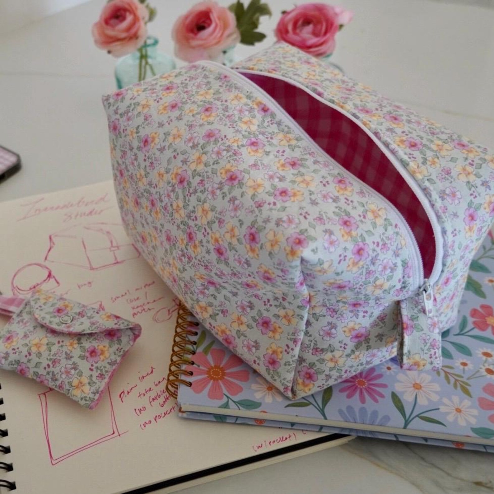 Large Boxy Makeup Bag, Handmade Makeup Bag, Cosmetic Bag, Handmade ...