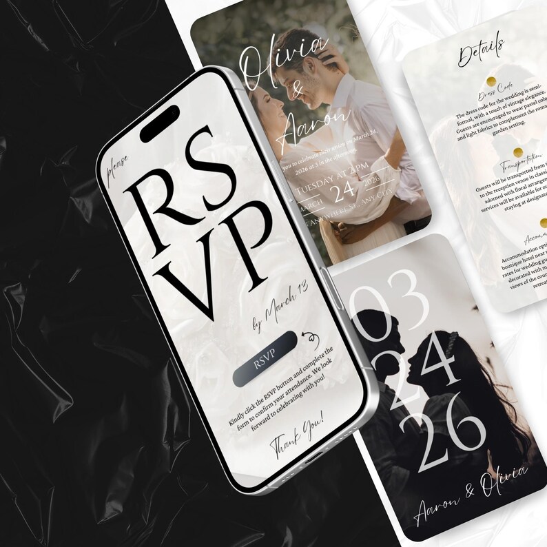 Editable Canva Wedding Invitation Template | Online RSVP - Etsy