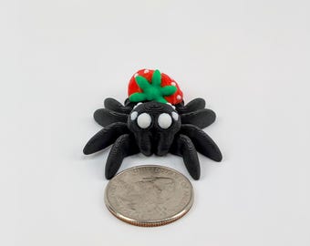 Strawberry Tiny Spider by Cinderwing3d, 3D Printed Articulated Spider, Fidget Toy, Little Black ...