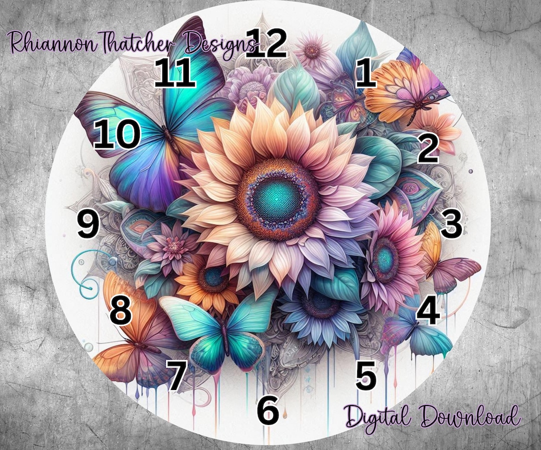 Clock Design Png, Flower Drip, Clock Png, Clock Sublimation, Rhiannon ...