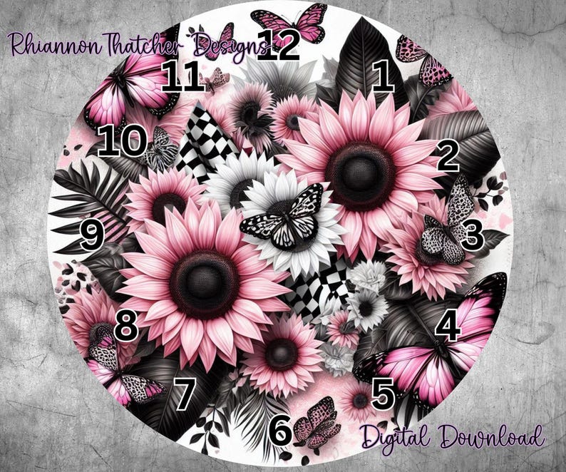 Clock Design Png, Flower Drip, Clock Png, Clock Sublimation, Rhiannon ...
