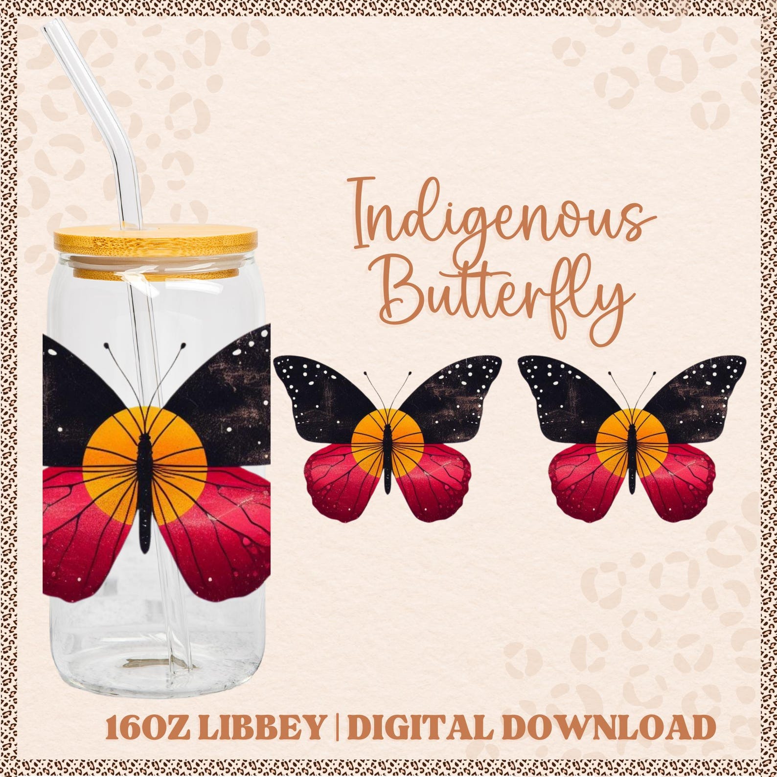 Indigenous Butterfly, Libbey Glass Wrap Designs, Sassy Quote, 16oz PNG ...