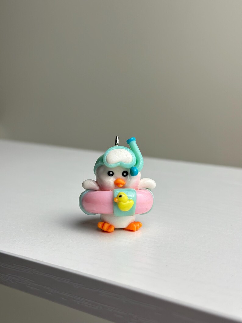 Baby Duckie Beach Party Keychain | Cute Clay Keychains | Handmade ...