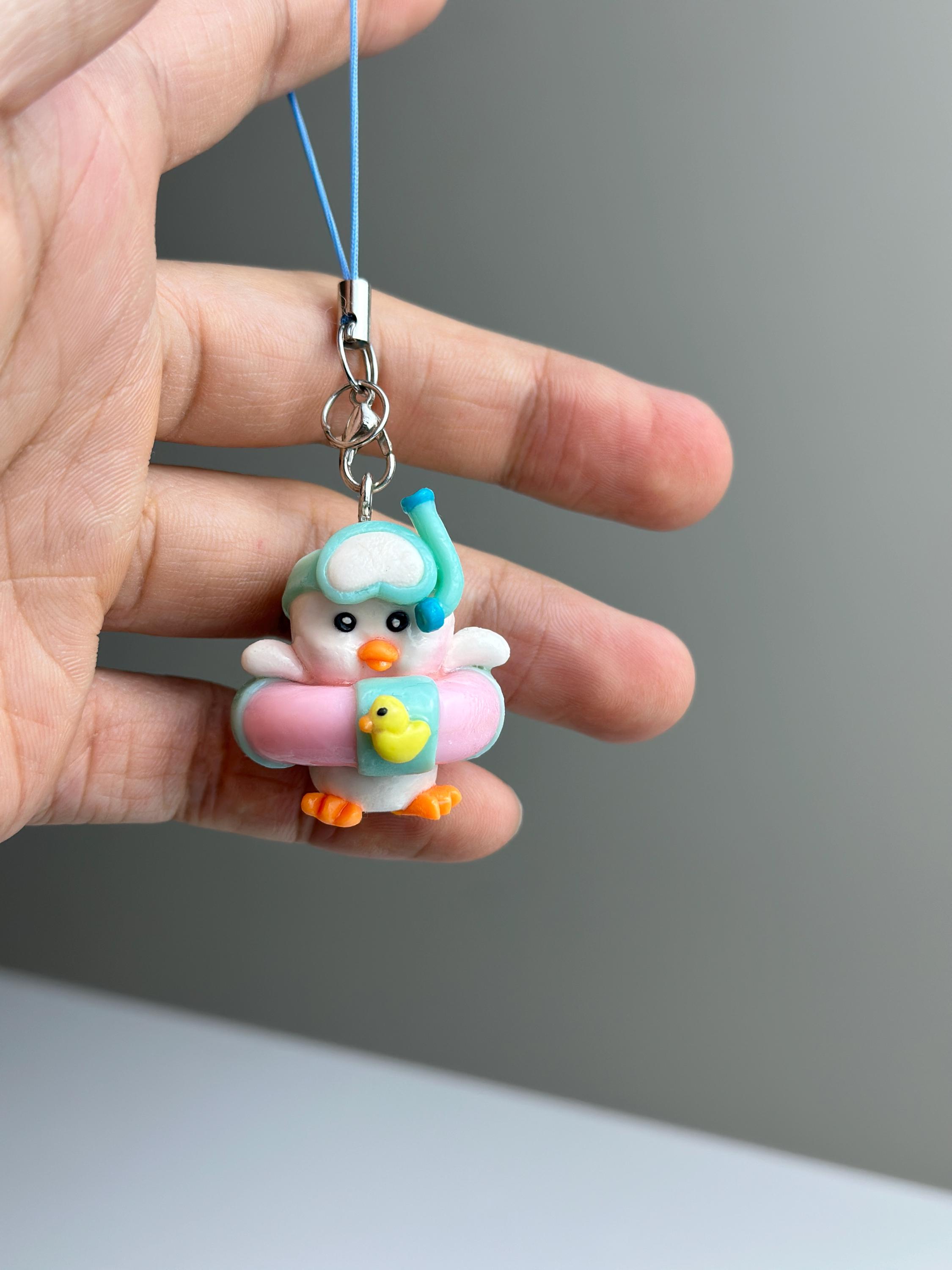Baby Duckie Beach Party Keychain | Cute Clay Keychains | Handmade ...