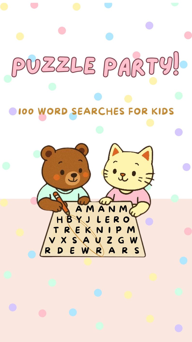 Puzzle Party! 100 Fun Word Searches for Kids Printable Word Search Book ...