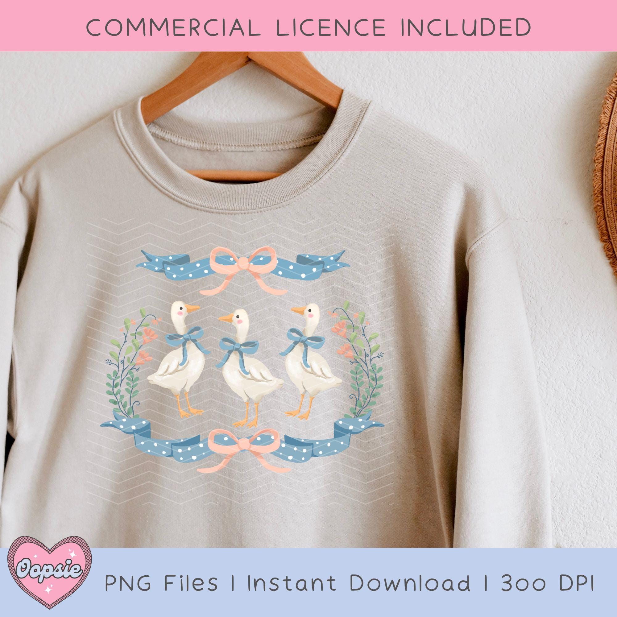 Vintage Blue Ribbon Goose PNG, Trending Goose PNG, Cute Retro Goose ...