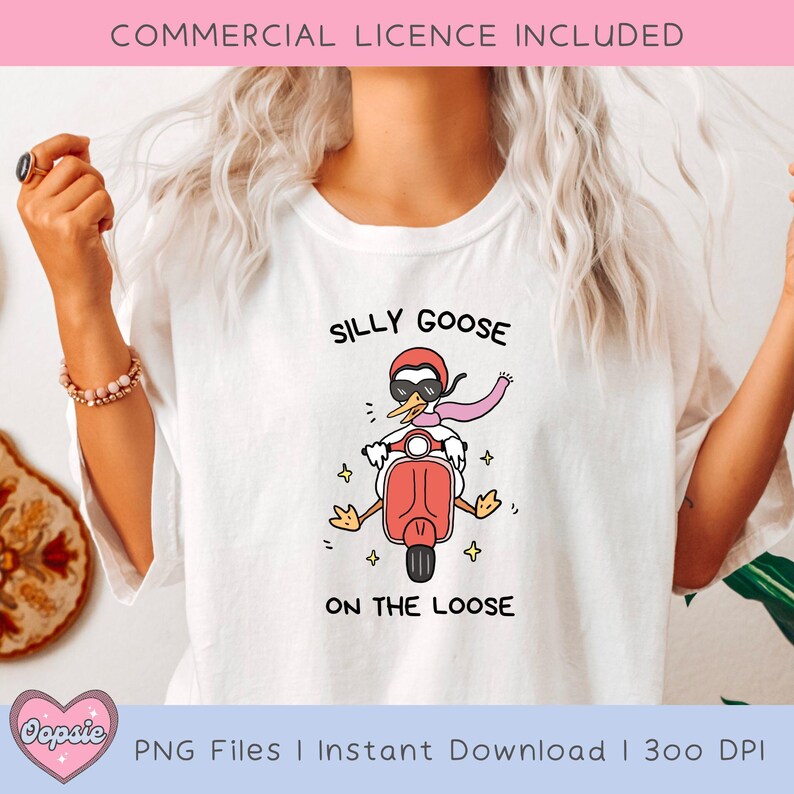 Silly Goose on the Loose PNG, Cute Goose PNG, Trendy Goose PNG, Funny ...