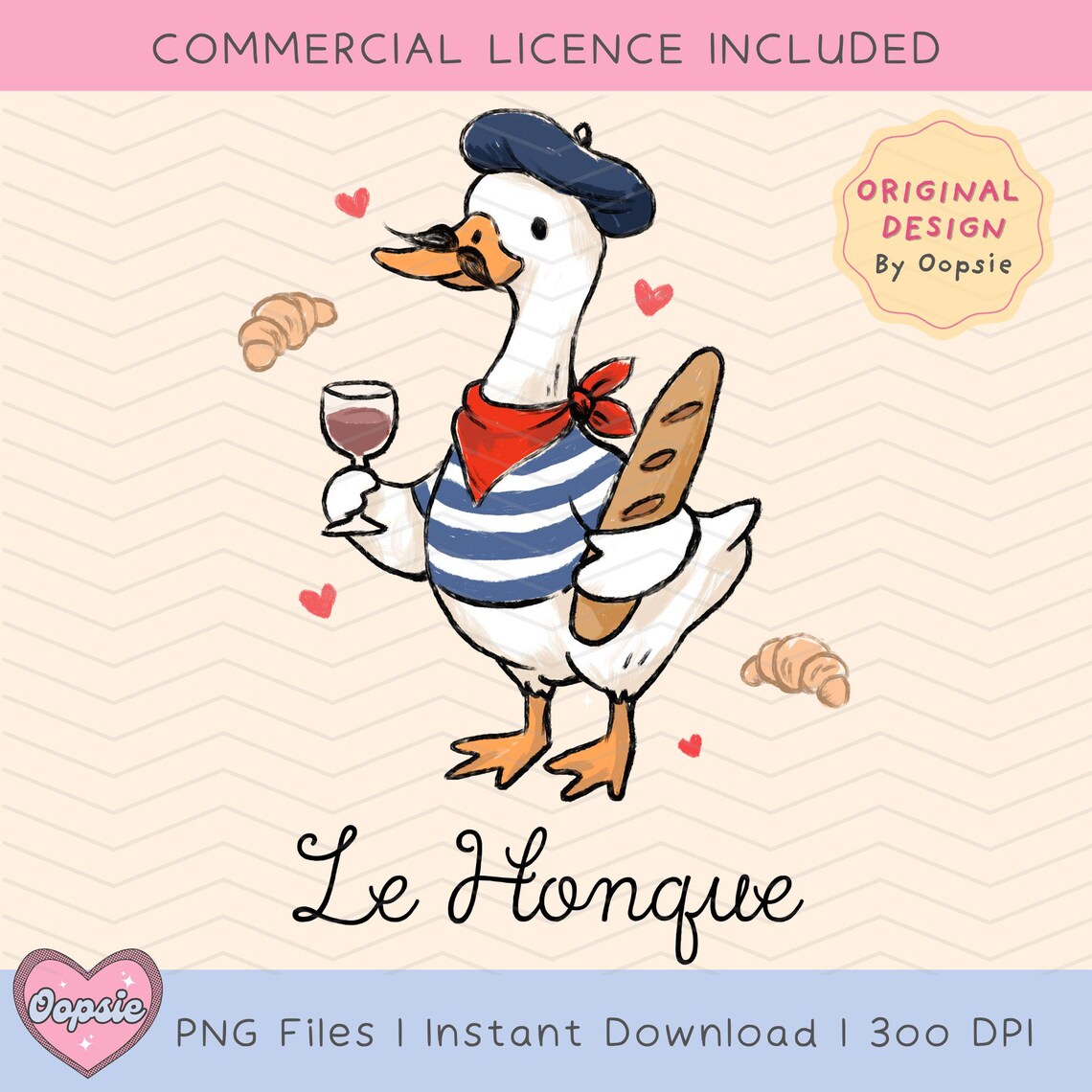 Le Honque Funny Silly Goose Baker PNG, French Silly Goose Clipart, Cute ...